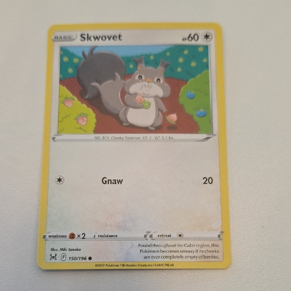 Pokemon | Toys | Pokemon Skwovet Card Gray And Brown | Poshmark